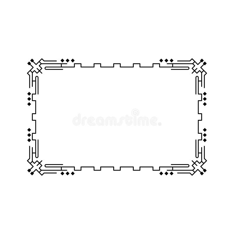 Abstract Black Simple Line Rectangular Frame Doodle Outline Element ...