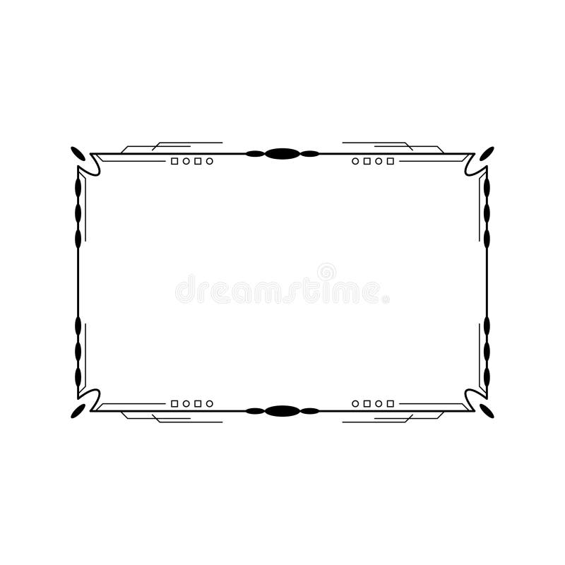 Abstract Black Simple Line Rectangular Frame Doodle Outline Element ...