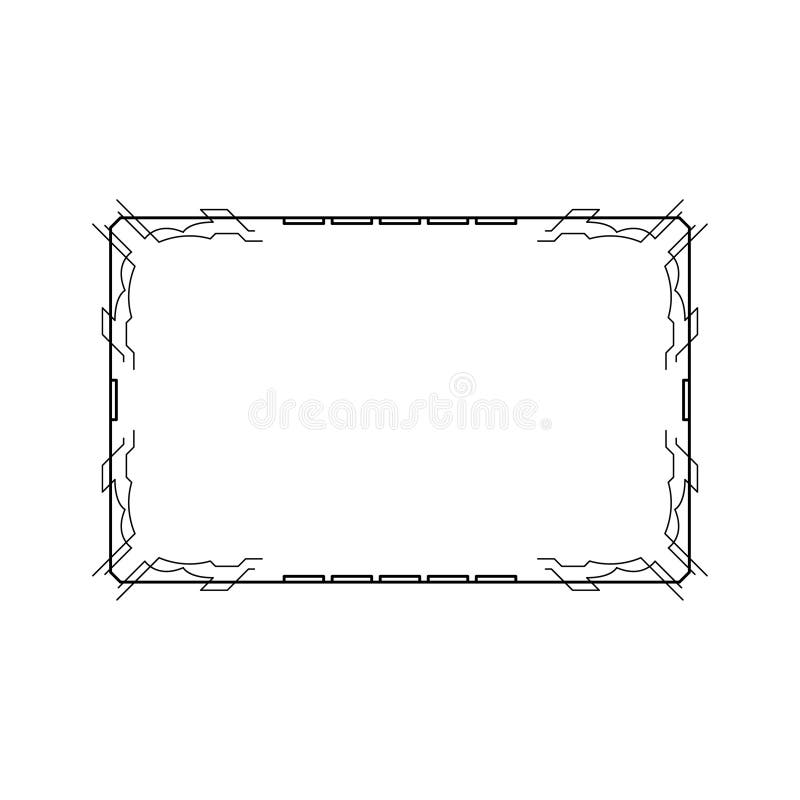 Abstract Black Simple Line Rectangular Frame Doodle Outline Element ...