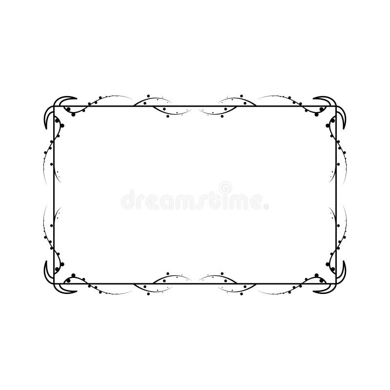Abstract Black Simple Line Rectangular Frame Doodle Outline Element ...