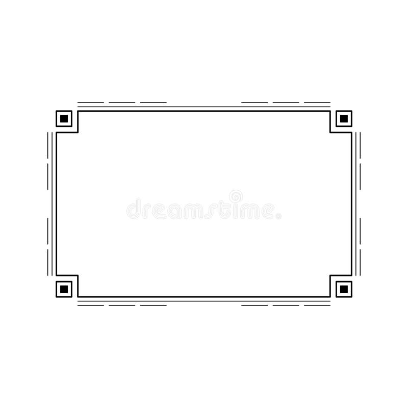 Abstract Black Simple Line Rectangular Frame Doodle Outline Element ...