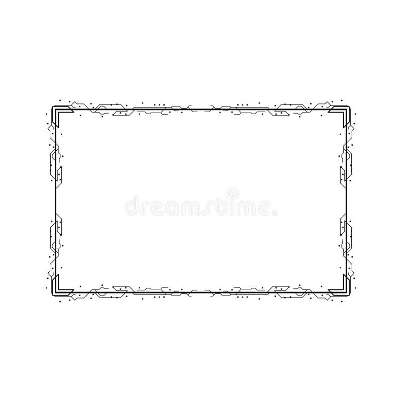 Abstract Black Simple Line Rectangular Frame Doodle Outline Element ...