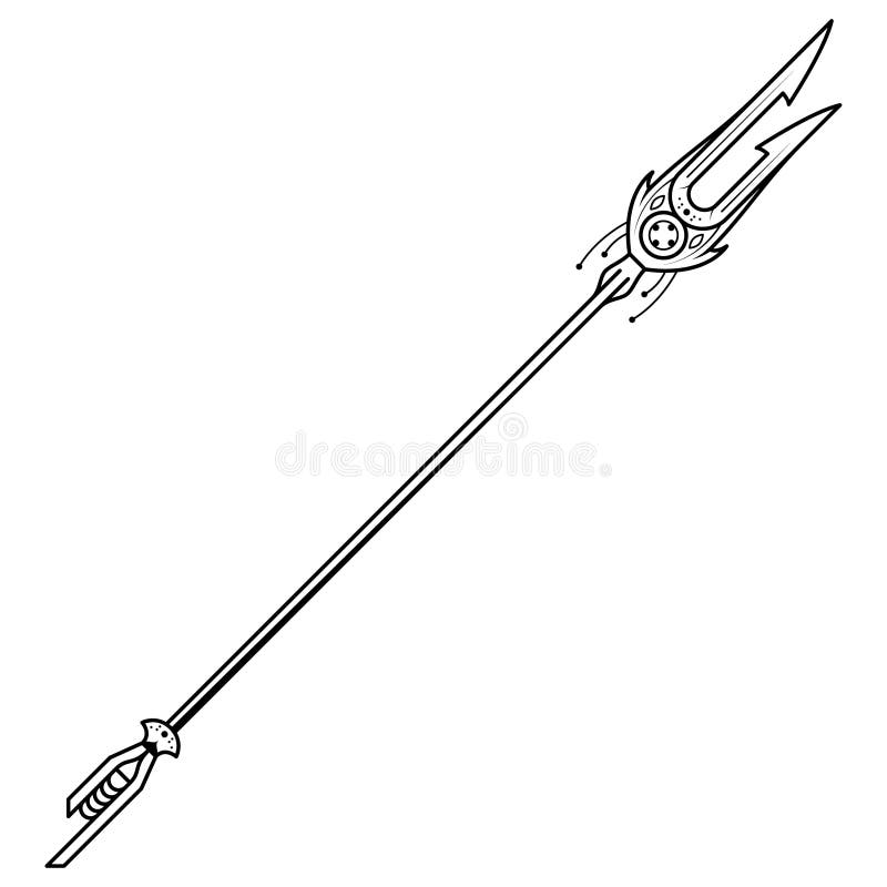 Abstract Black Simple Line Spear Weapon Doodle Outline Element Vector ...