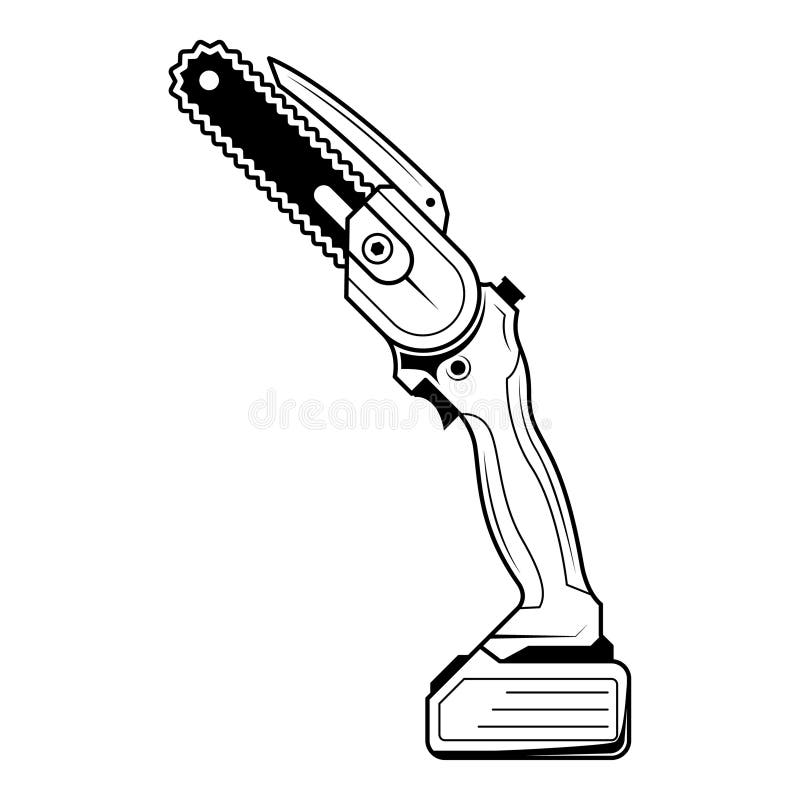 Abstract Black Simple Line Work Wood Cordless Chain Saw Building ...