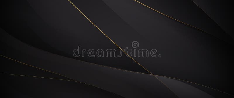 Abstract Black Smooth Element Lines and Gold Trim Background. Luxury ...