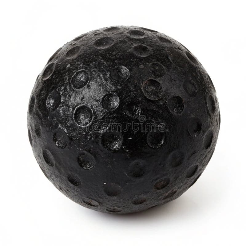 Abstract Black Sphere with Bumpy Surface Isolated on White Background ...