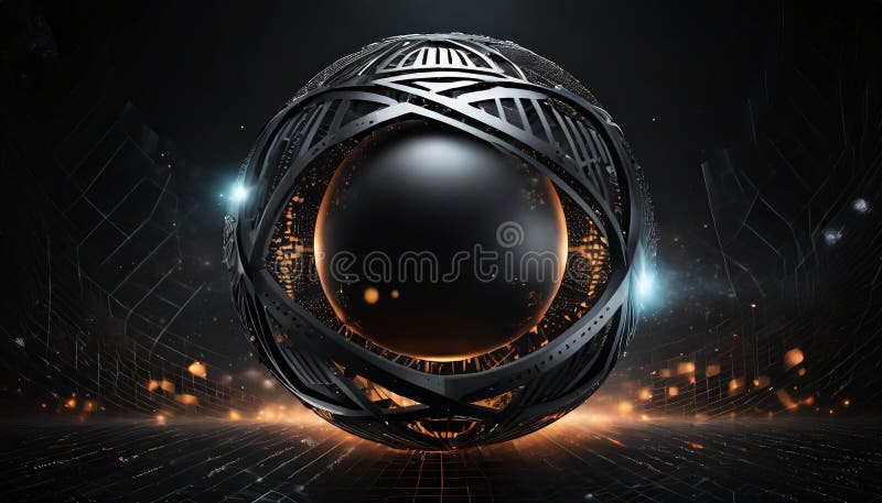 Abstract black sphere stock illustration. Illustration of space - 305282837
