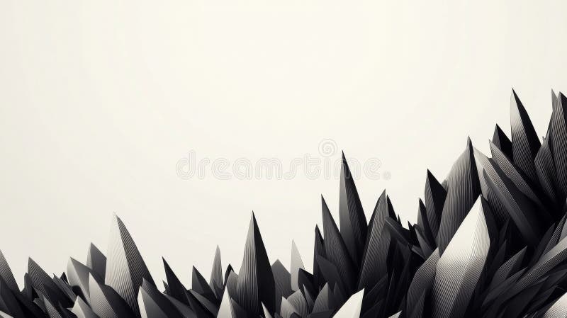 Abstract Black Spikes Growing on White Background Representing a ...
