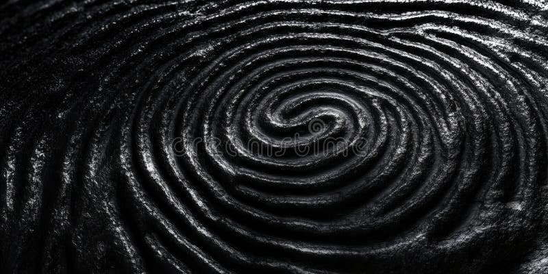 Abstract Black Spiral Pattern Resembling Fingerprint Texture with ...