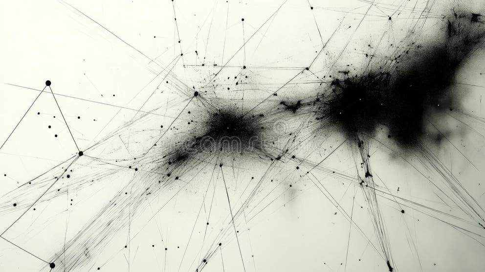 Abstract Black Splashes and Lines on White Background Stock ...