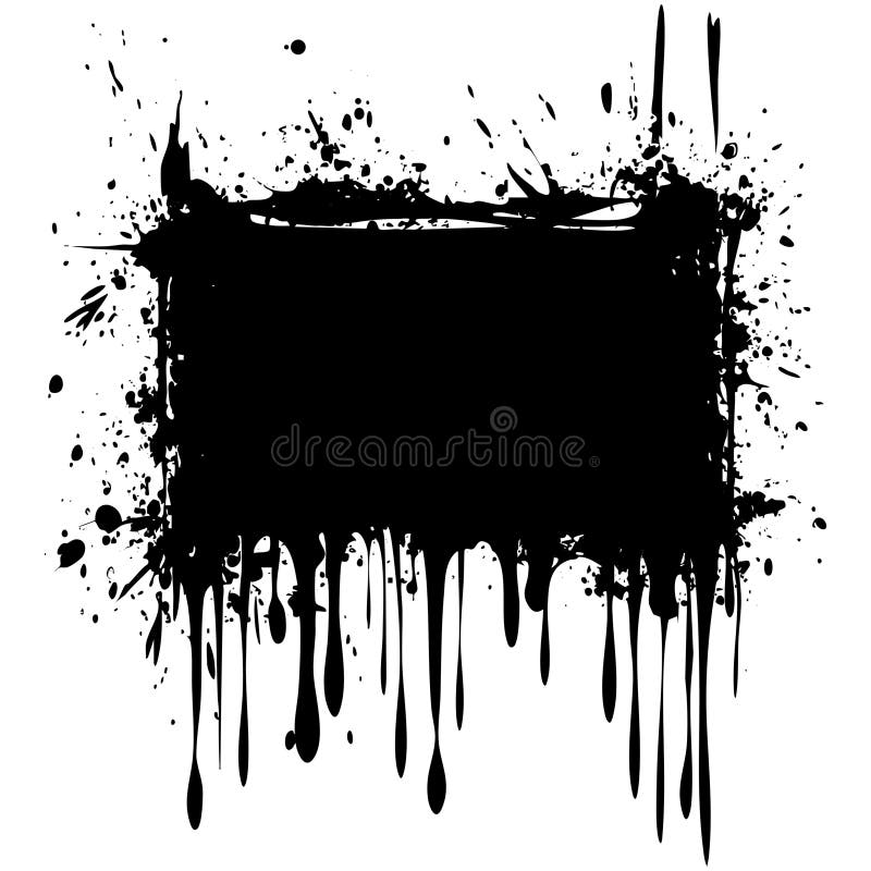 Abstract Black Splatter Artwork with Drips and Texture on a White ...