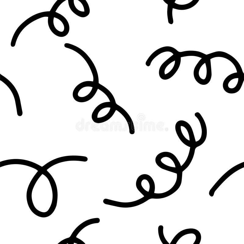 Abstract Black Squiggles Vector Pattern Stock Vector - Illustration of ...