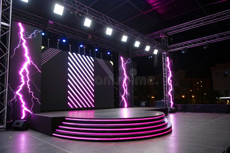 Black Abstract Stage with One Circle Podium Stock Illustration ...