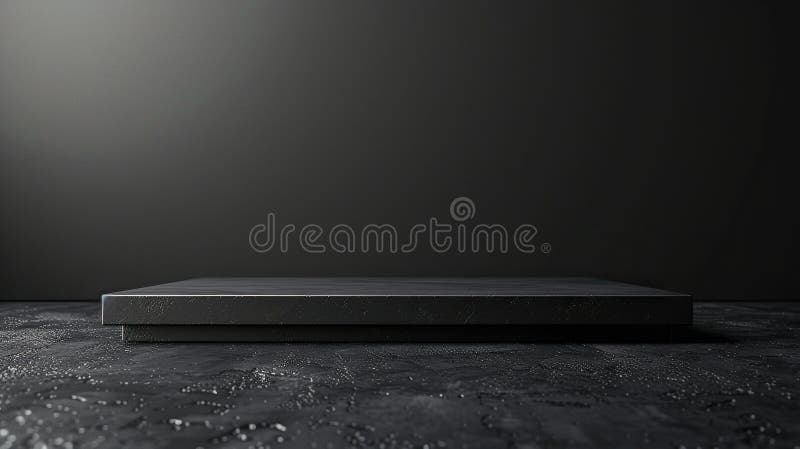 Abstract Black Stage with a Rectangular Podium in a Light Beam for the ...