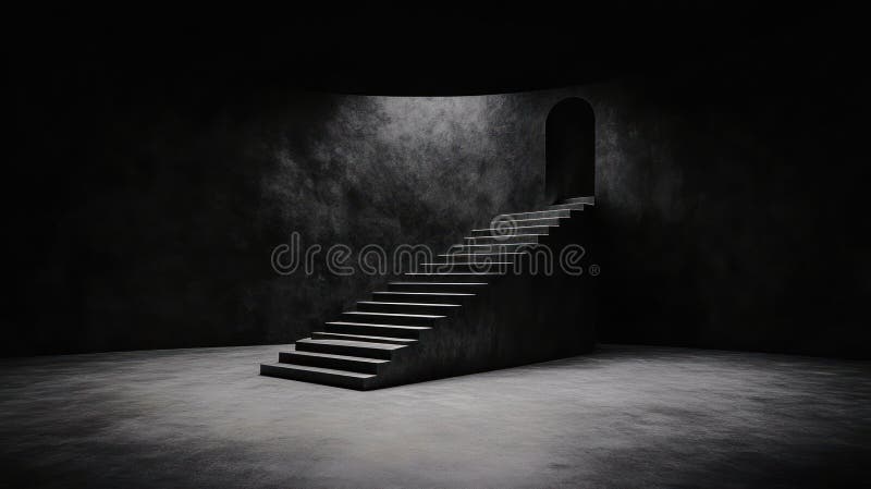 Abstract Black Staircase Doodle Illustration on White Background Stock ...