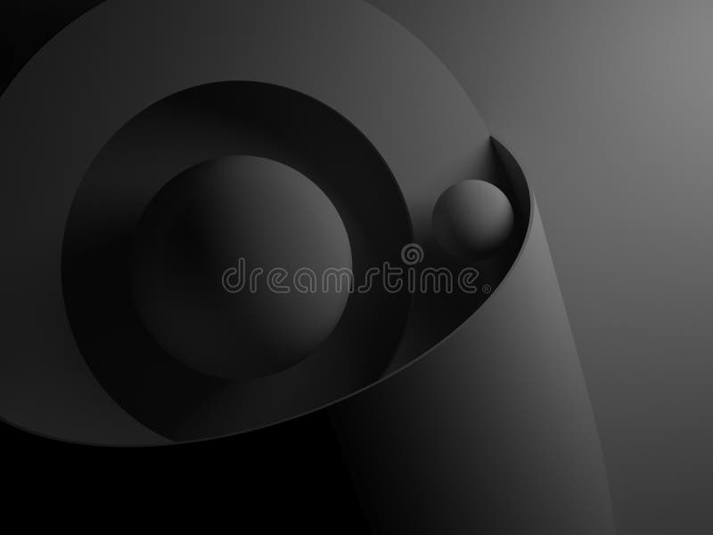 Abstract Black Still Life Installation with Geometric Primitives. 3d ...