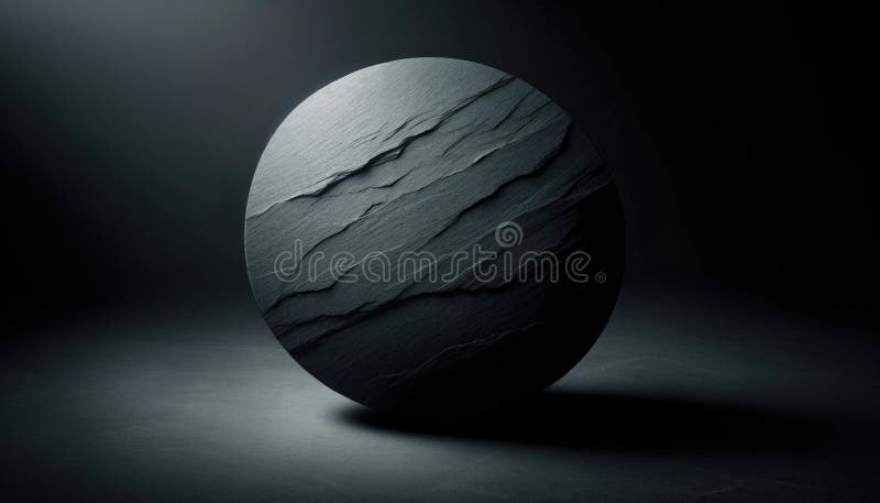 Abstract Black Stone Sphere with Textured Surface, AI Generated Stock ...