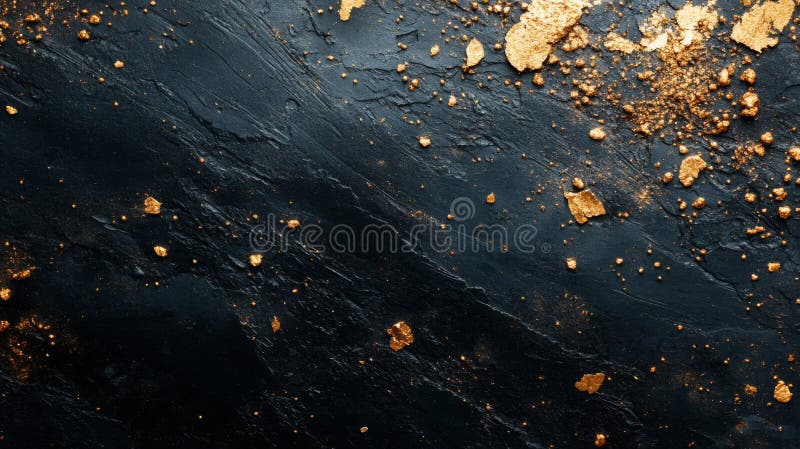 Abstract Black Surface with Golden Specks and Flakes Stock Illustration ...