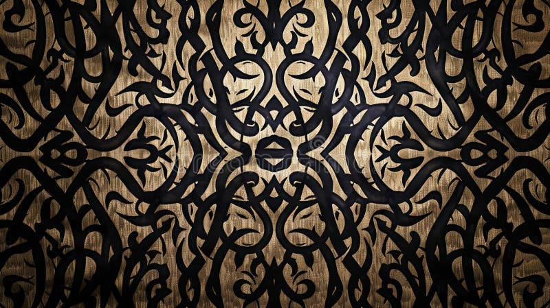 Abstract Black Swirl Patterns on Gold Fabric Texture Stock Photo ...
