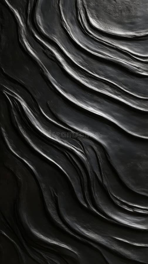 Abstract Black Textured Surface with Flowing Lines Stock Photo - Image ...