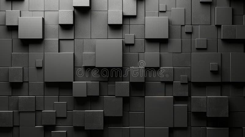 Abstract Black Textured Wall Featuring Three-dimensional Square ...