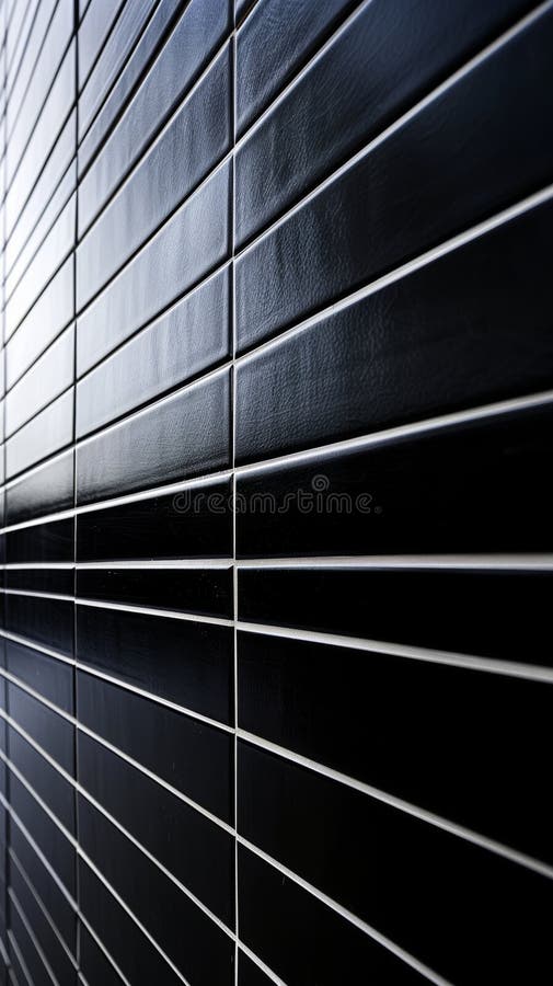 Abstract Black Tile Wall in Perspective View Stock Image - Image of ...