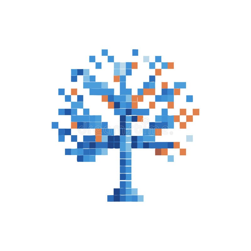 Abstract Black Tree with Square Leaves - Isolated Vector Illustration ...