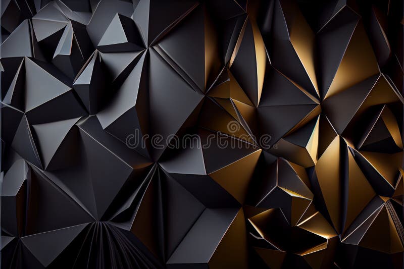 Abstract Black Triangle Background, Low Poly 3D Illustration, Dark ...