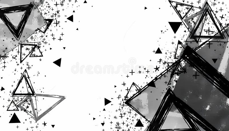Abstract Black Triangle Shapes with Texture Against a White Background ...