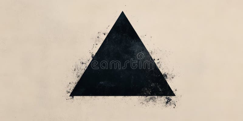 Abstract Black Triangle on Textured Beige Background with Artistic ...