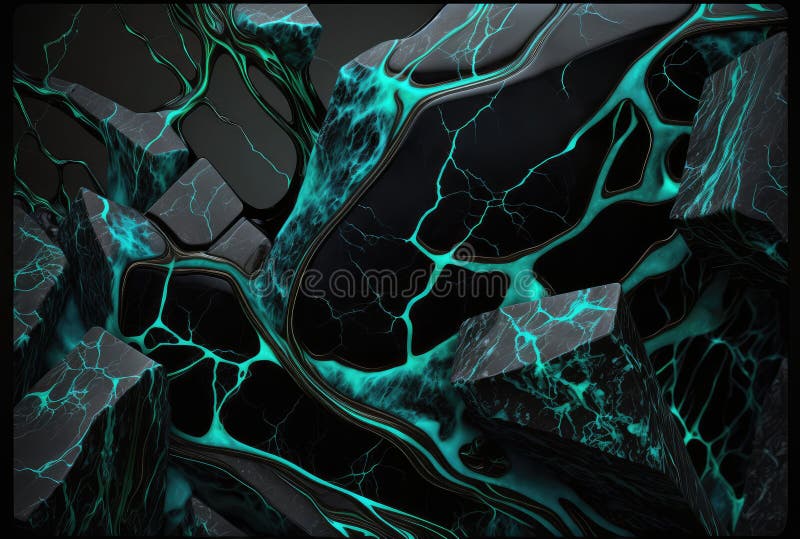 Abstract Black Turquoise Grunge Marble Texture Background. Generative ...