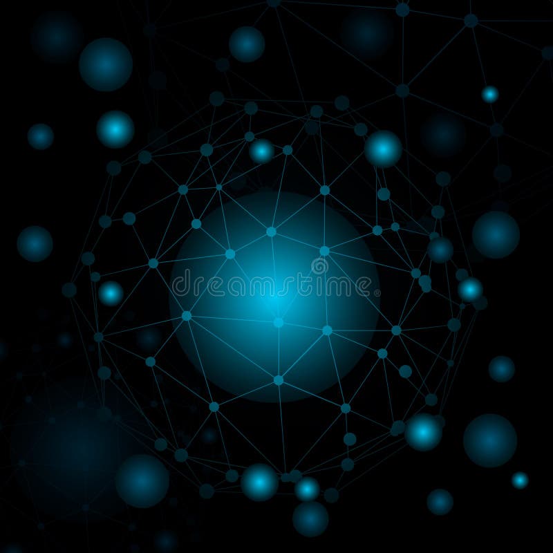 Abstract Black Vector Background with Global Network Interaction ...