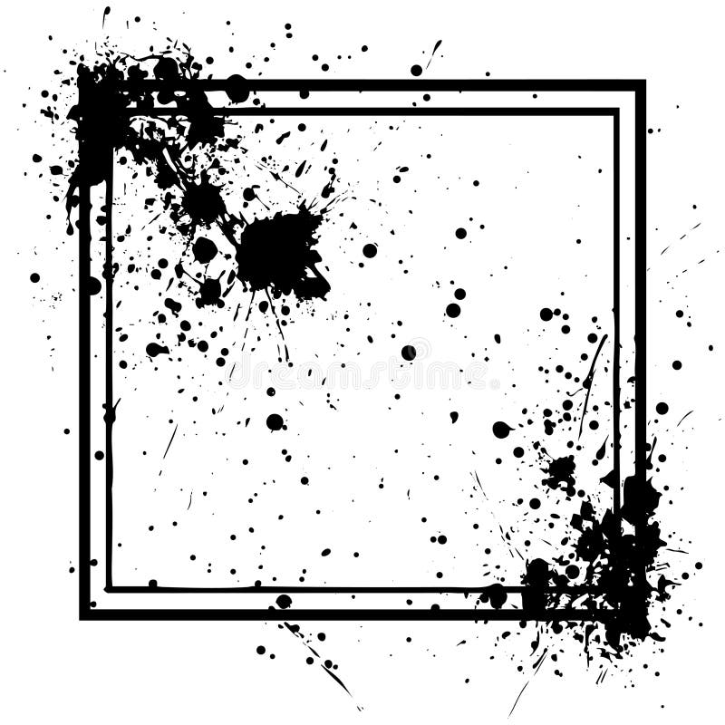 Abstract Black Vector Frame with Splatter Effects for Artistic Design ...
