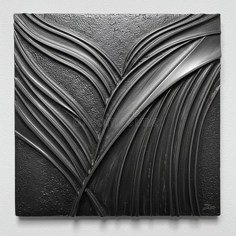 Abstract Black Wall Art Features Fluid, Curved Lines Creating a Dynamic ...