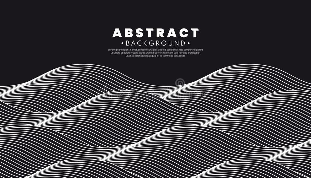 Abstract Black Water Wave Line Pattern Background. Japanese Style ...