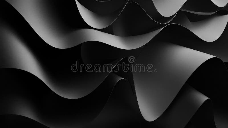 Abstract Black Waves Create a Sense of Depth and Contrast with Gentle ...