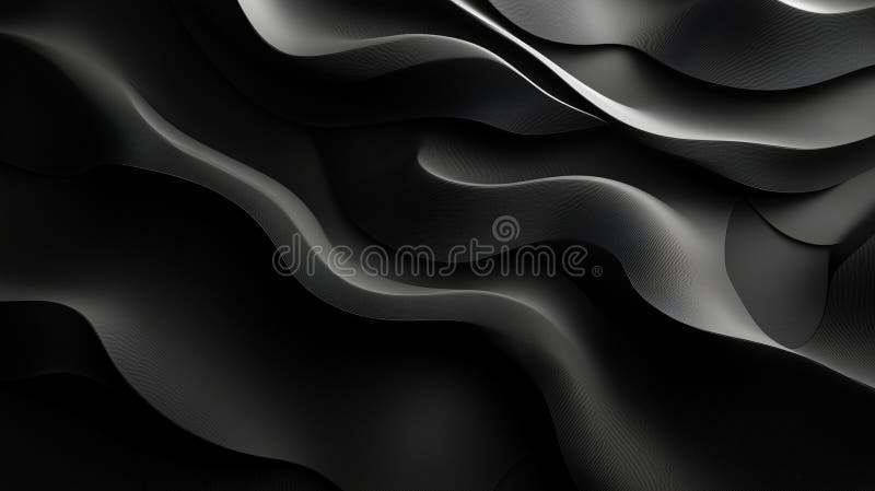 Abstract Black Waves Creating a Sense of Depth and Motion in a ...