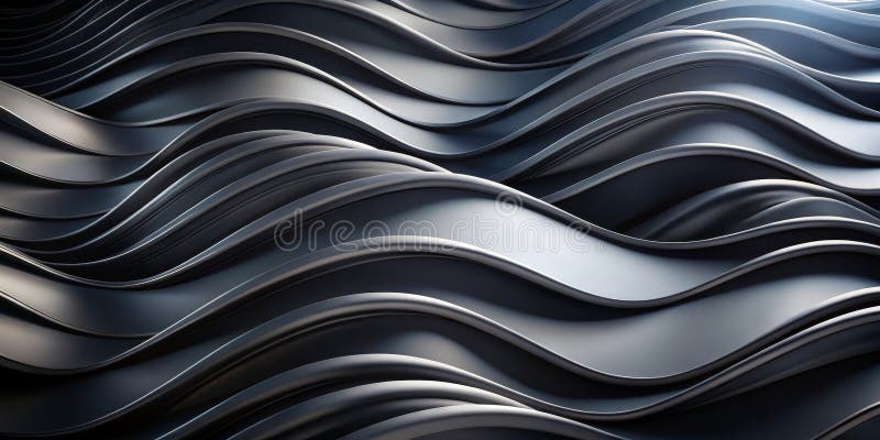 Abstract Black Waves a 3D Rendered Composition of Interlocking Curves ...
