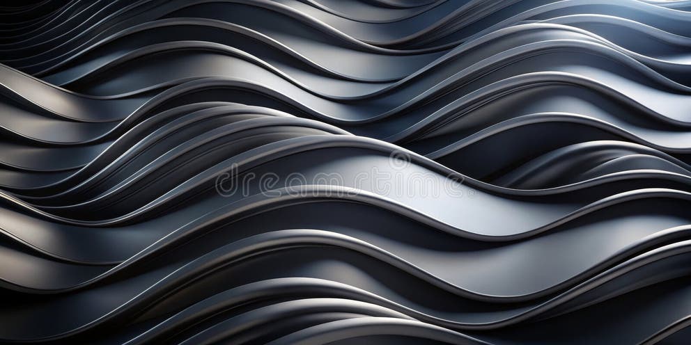 Abstract Black Waves a 3D Rendered Composition of Interlocking Curves ...