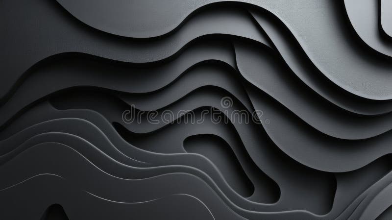 Abstract Black Wavy Background. Fluid Art Design. Delicate Flowing ...