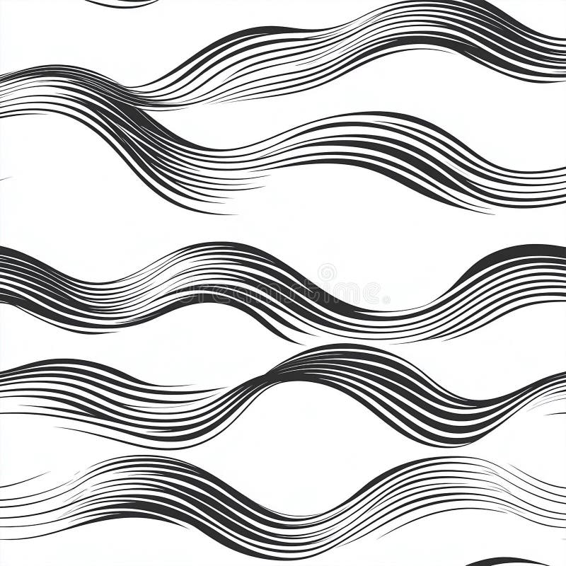Abstract Black Wavy Lines on a White Background Creating Seamless ...