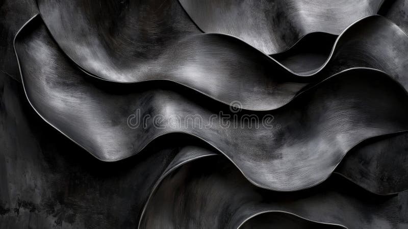 Abstract Black Wavy Metal Sculpture Stock Illustration - Illustration ...