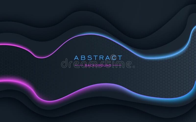 Abstract Black Wavy Shadow Dimension Layers Purple and Blue Light with ...