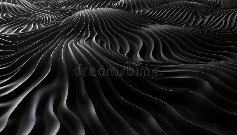 Abstract Black Wavy Surface with Elegant Texture and Smooth Curves Art ...