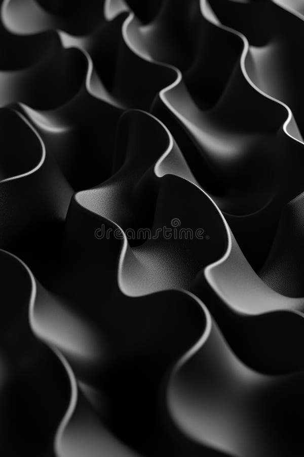 Abstract Black Wavy Surface Texture with Soft Curves and Shadows for ...