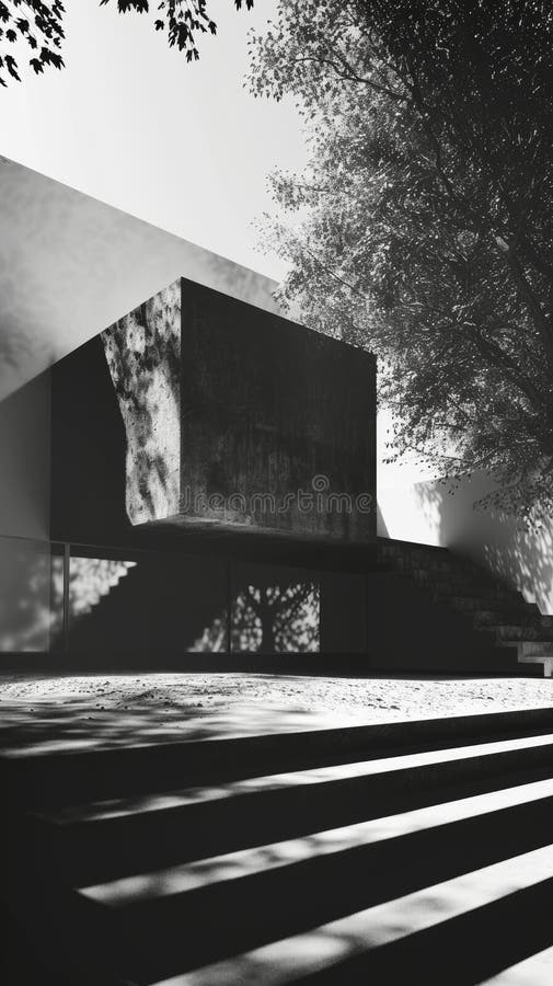 Abstract Black and White Architecture with Tree Shadows Stock Photo ...