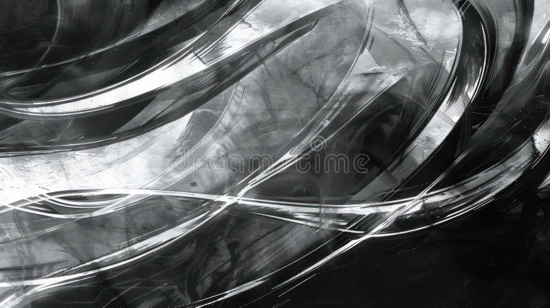 Abstract Black and White Artwork Featuring Dynamic, Flowing Lines and ...
