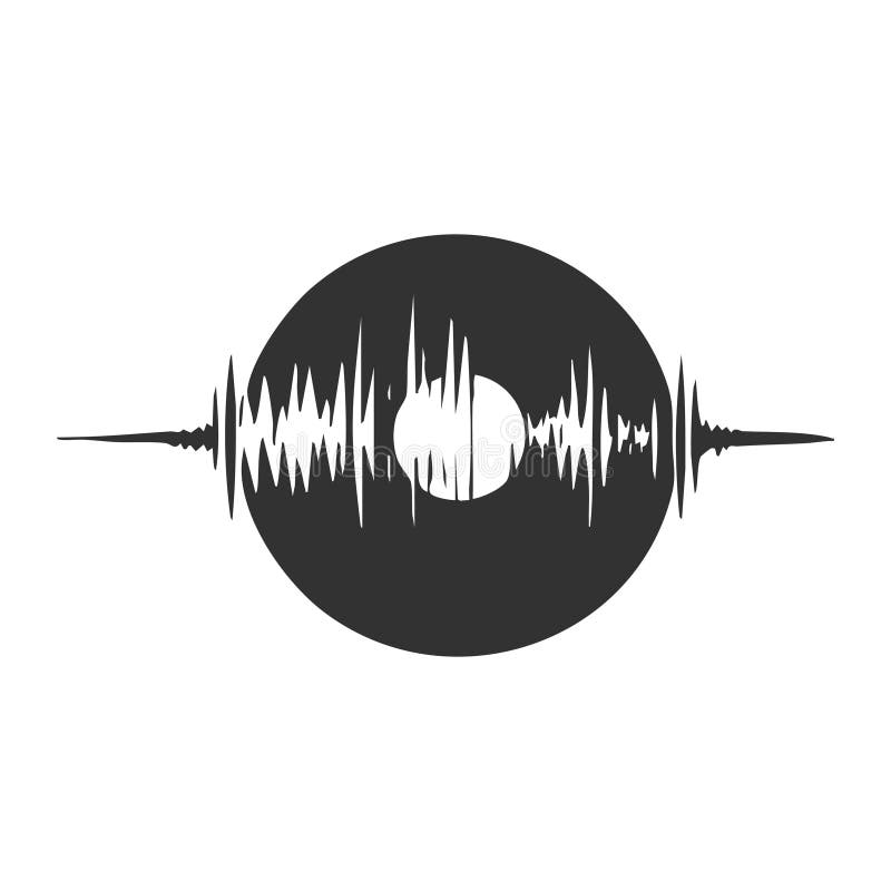 Abstract Black and White Audio Waveform with Vinyl Record Design. Stock ...