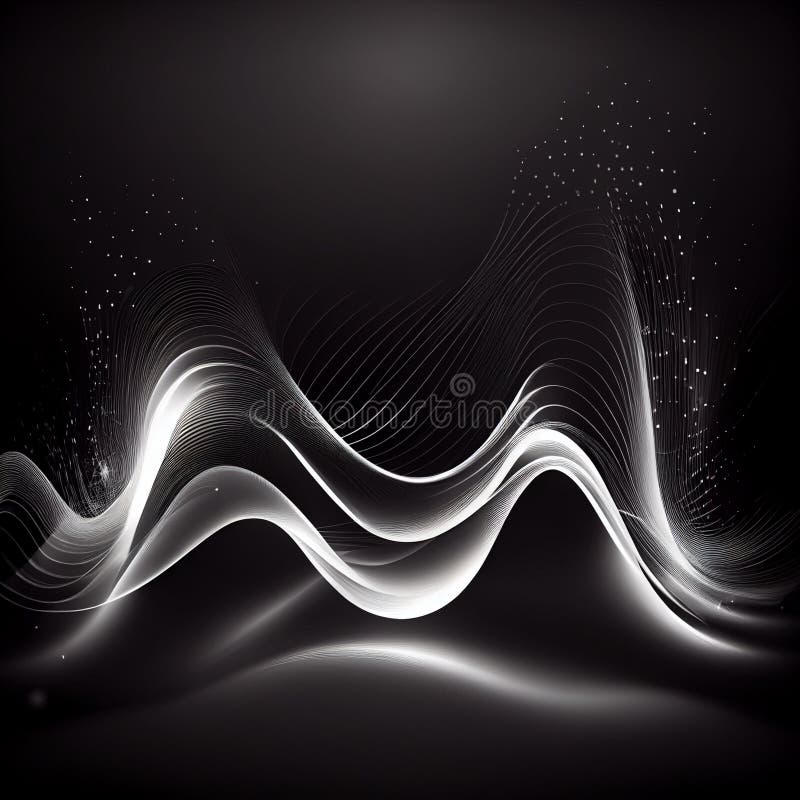 Abstract Black and White Background with Dynamic Waves. Stock ...
