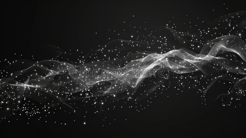 Abstract Black and White Background with Flowing Wave Pattern and ...